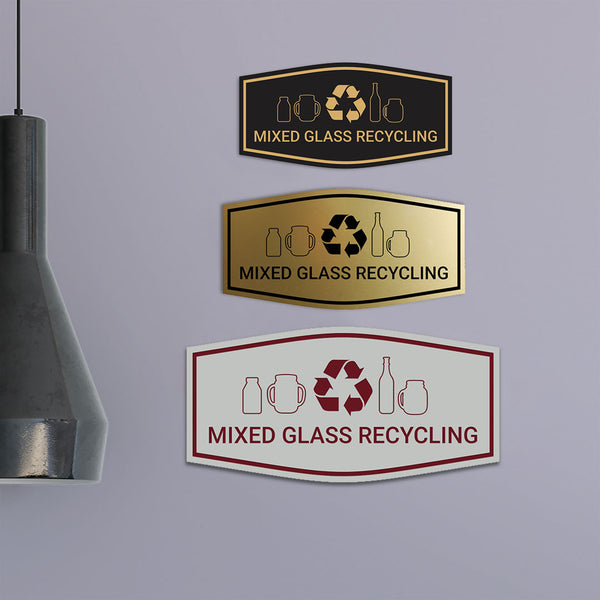 Fancy Mixed Glass Recycling Wall or Door Sign – Pacific Sign and Stamp