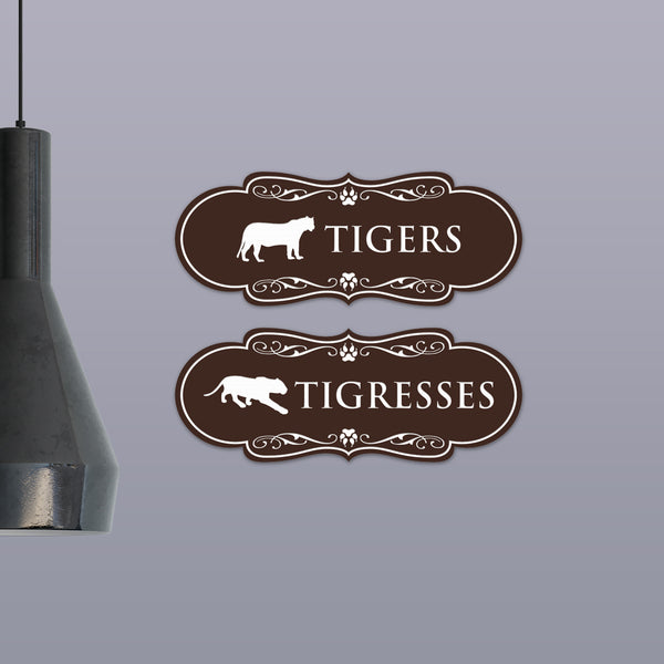 Designer Tigers and Tigresses, Novelty Restroom Signs, Set of 2 (Black ...