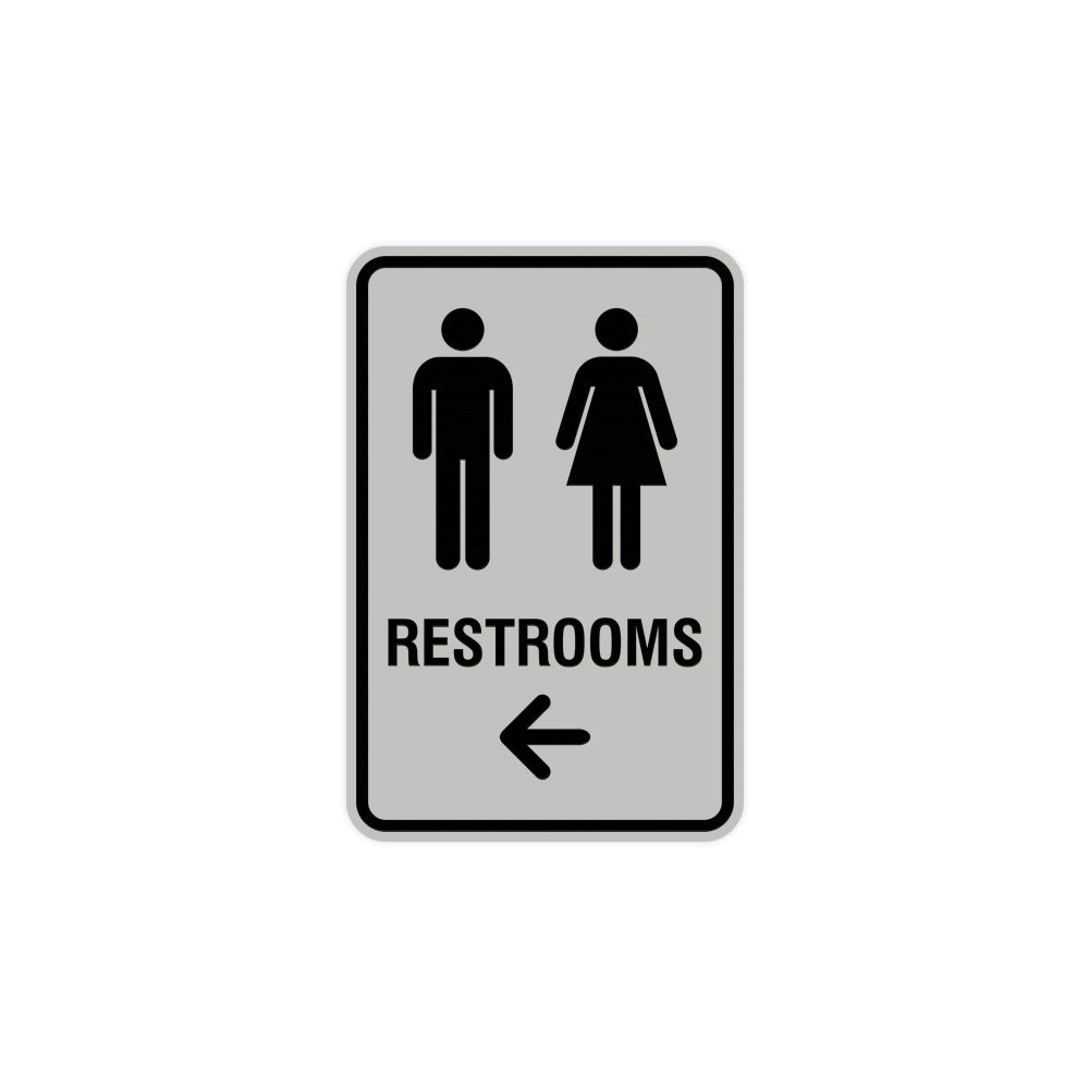 Portrait Round Restrooms Left Arrow Sign – Pacific Sign and Stamp
