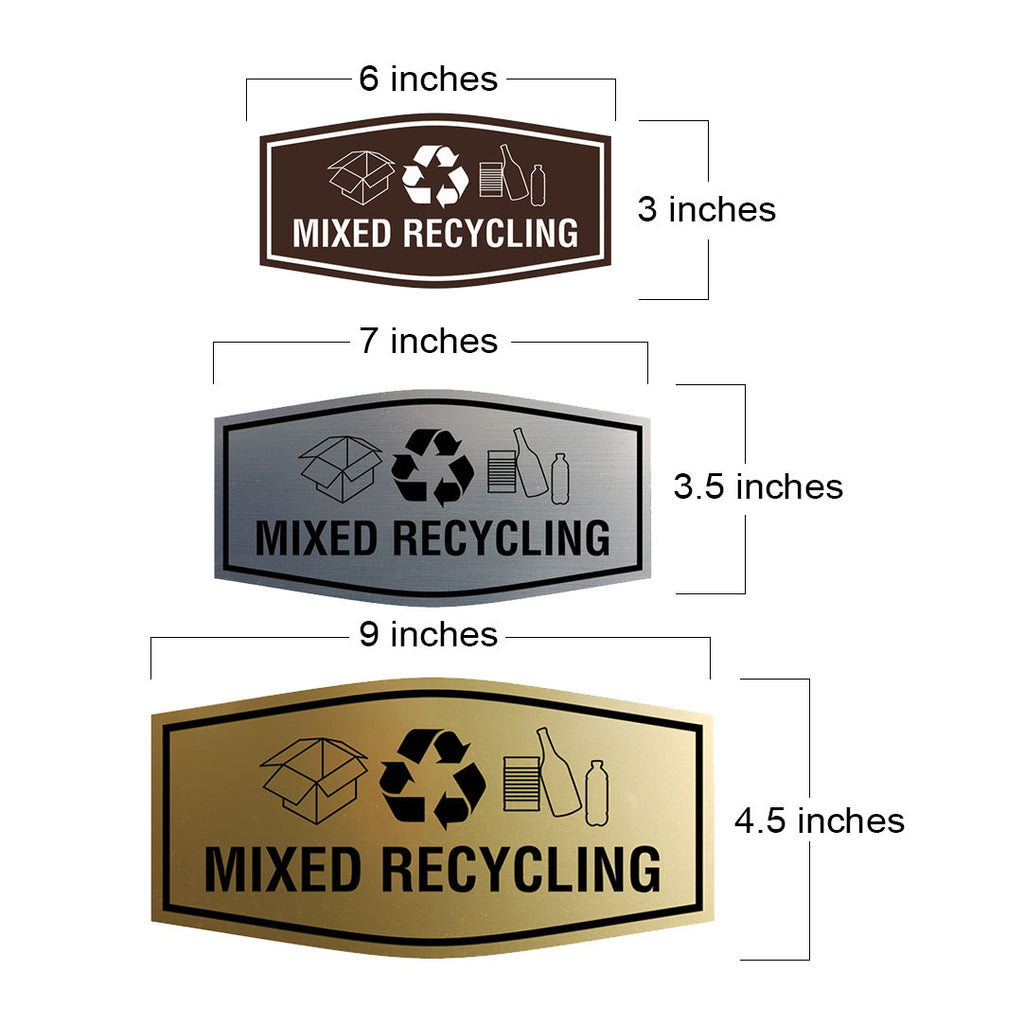 Fancy Mixed Recycling Wall or Door Sign – Pacific Sign and Stamp