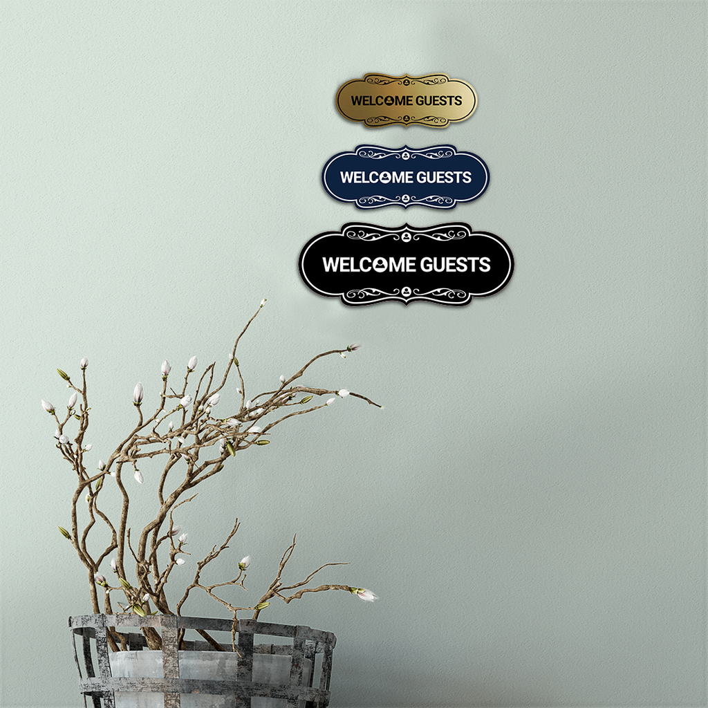 Designer Welcome Guests Wall or Door Sign – Pacific Sign and Stamp