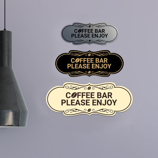 Designer Coffee Bar Please Enjoy Wall or Door Sign – Pacific Sign and Stamp