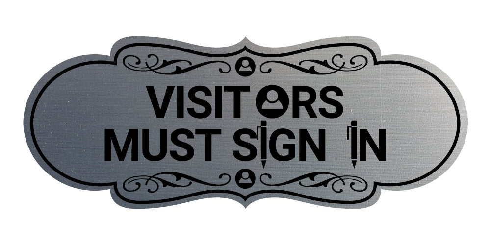 Designer Visitors Must Sign In Wall or Door Sign – Pacific Sign and Stamp