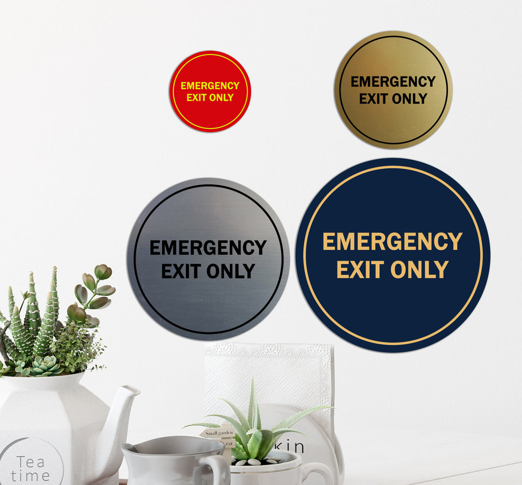 Circle Emergency Exit Only Sign – Pacific Sign and Stamp