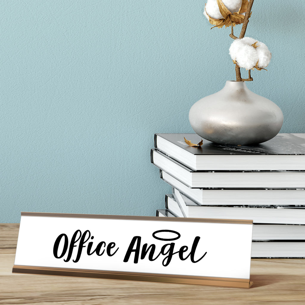Office Angel Desk Sign, novelty nameplate (2 x 8") – Pacific Sign and Stamp