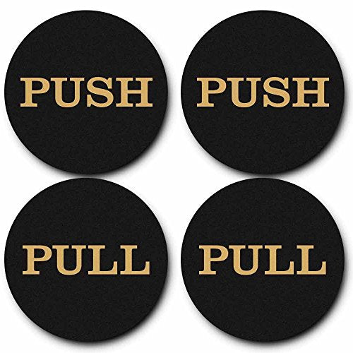 2" Round Push Pull Door Signs (Black-Gold) - 2 sets (4pcs) – Pacific ...