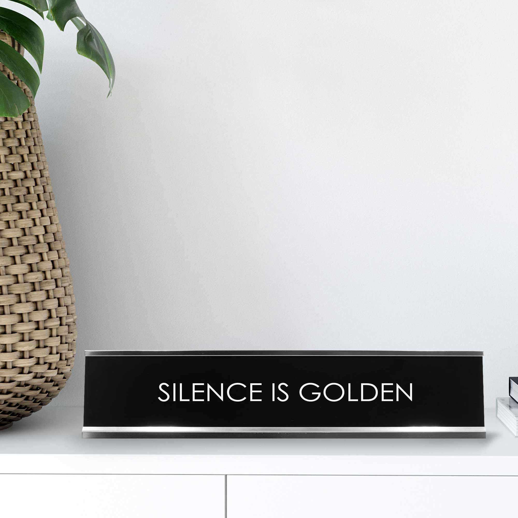 Silence Is Golden Novelty Desk Sign – Pacific Sign and Stamp